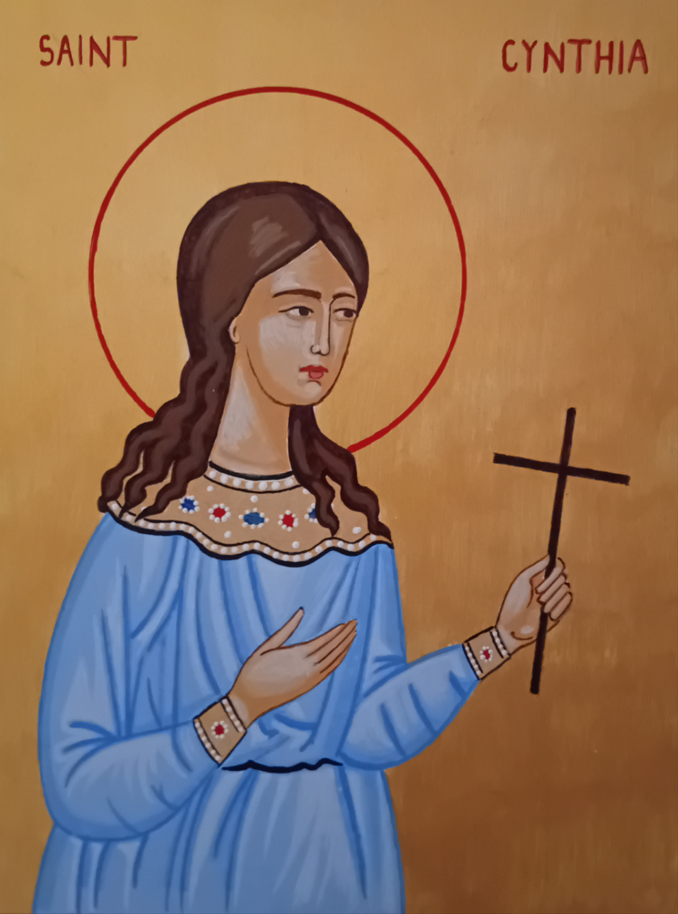 Handpainted Catholic icon Saint Cynthia – HandmadeIconsGreece