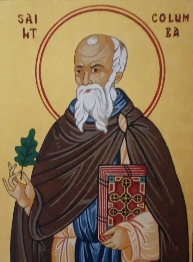 Handpainted Catholic icon Saint Columba of Iona – HandmadeIconsGreece