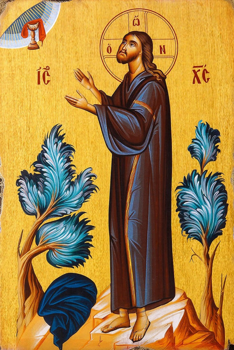 Handpainted Orthodox icon Jesus Christ praying – HandmadeIconsGreece