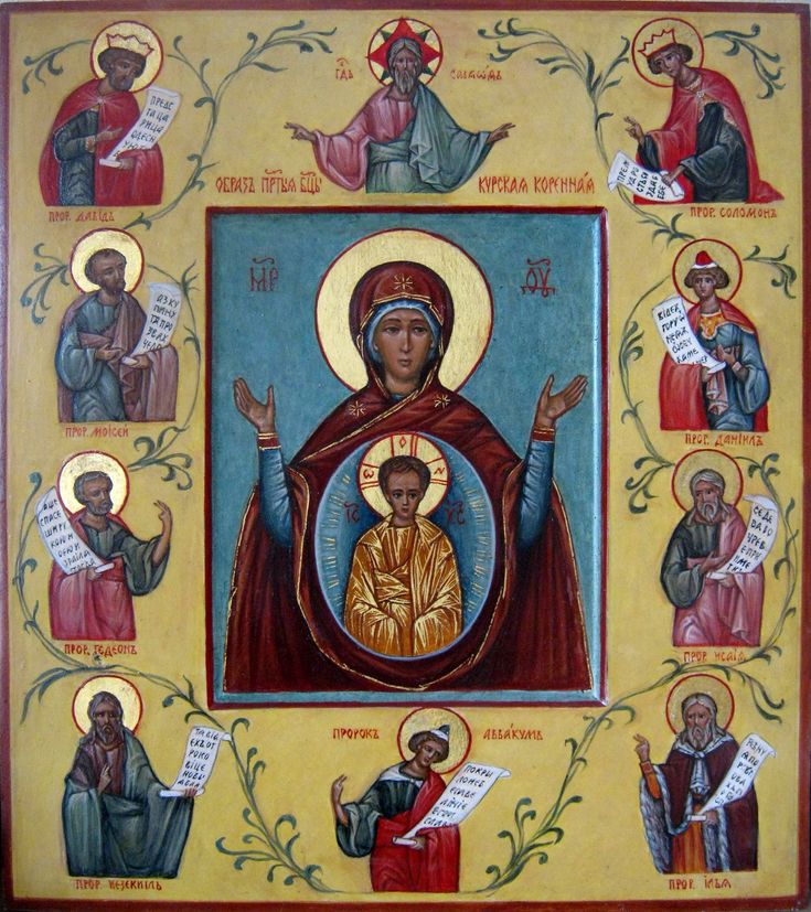 Handpainted Orthodox icon Kursk Root Icon of the Mother of God of the ...