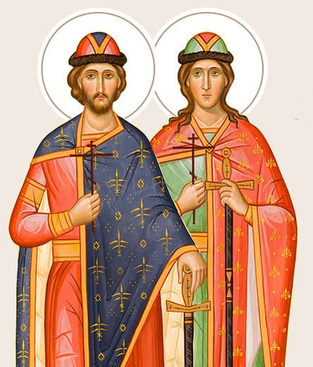 Handpainted Orthodox icon Saints Boris and Gleb the Passion Bearers ...