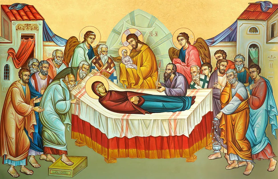 Handpainted Orthodox icon Dormition of Virgin Mary – HandmadeIconsGreece