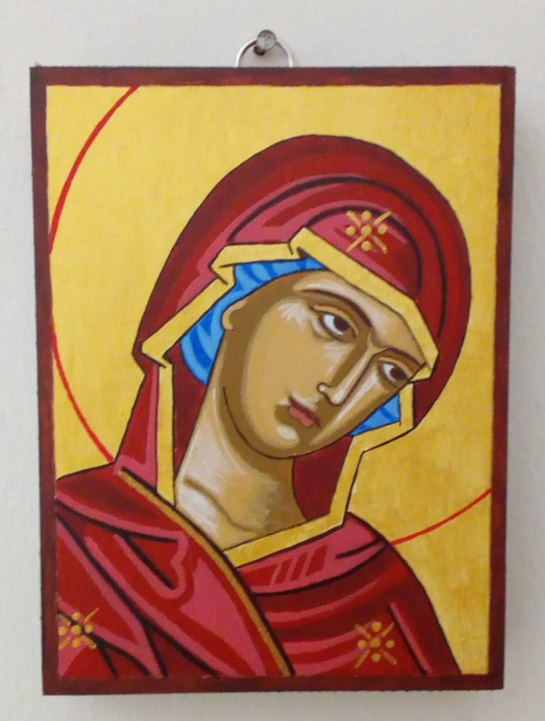 Handpainted Orthodox miniature icon 9x12 cm of Virgin Mary ...