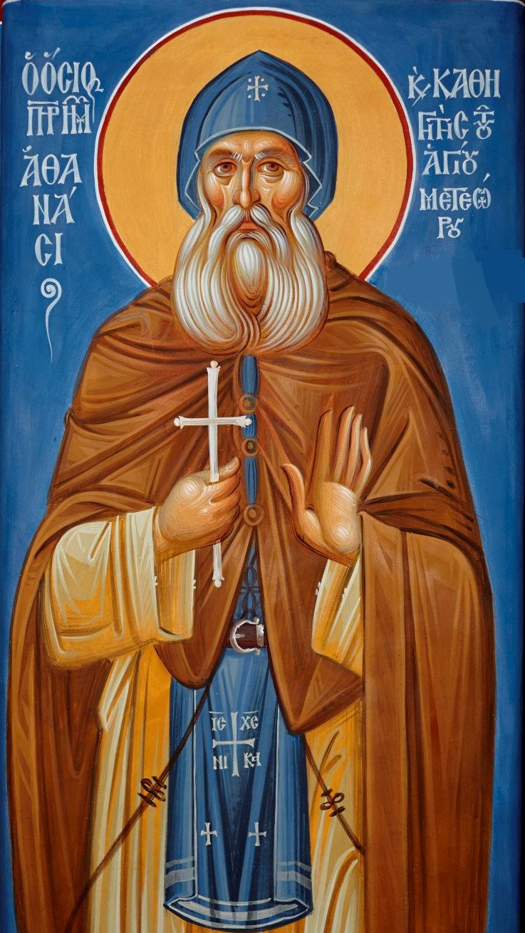 Handpainted Orthodox icon Saint Athanasios of Meteora – HandmadeIconsGreece