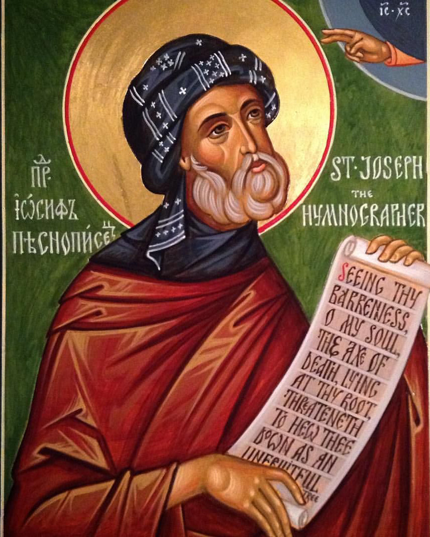 Handpainted Orthodox icon Saint Joseph the Hymnographer ...