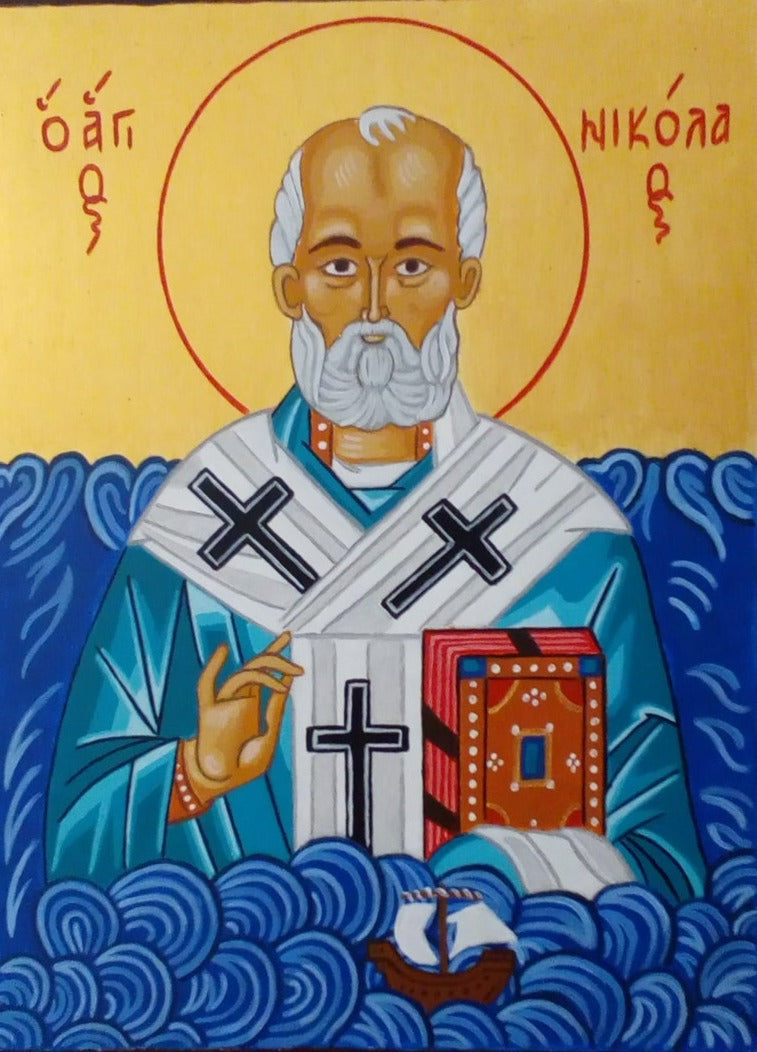 Handpainted Orthodox icon Saint Nicholas – HandmadeIconsGreece