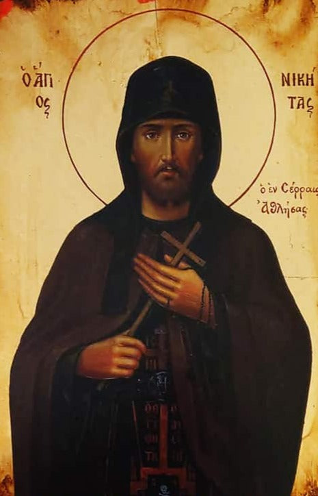 Handpainted Orthodox icon Saint Nikitas the Athlete of Serres ...