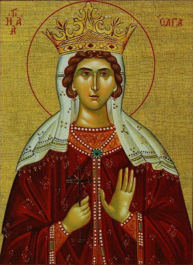 Handpainted Orthodox icon Saint Olga of Kiev the Grand Princess ...