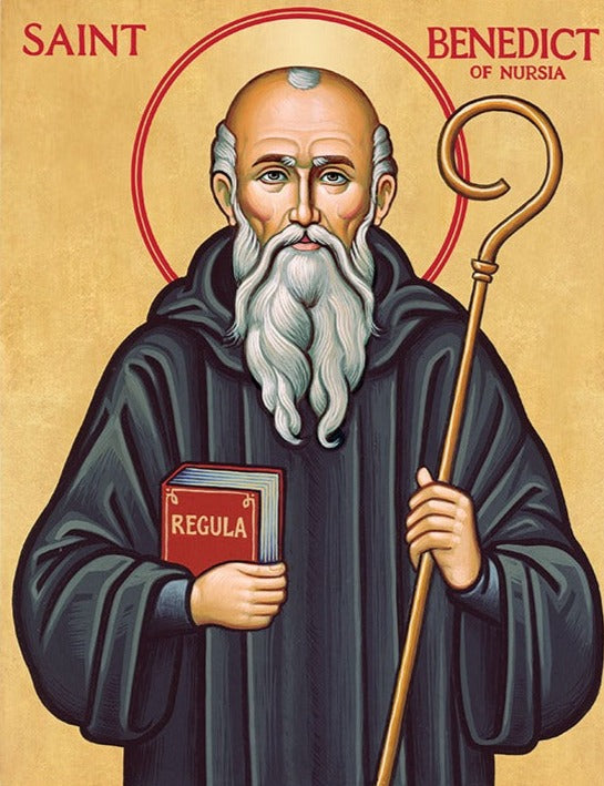 Handpainted Catholic icon Saint Benedict of Nursia – HandmadeIconsGreece